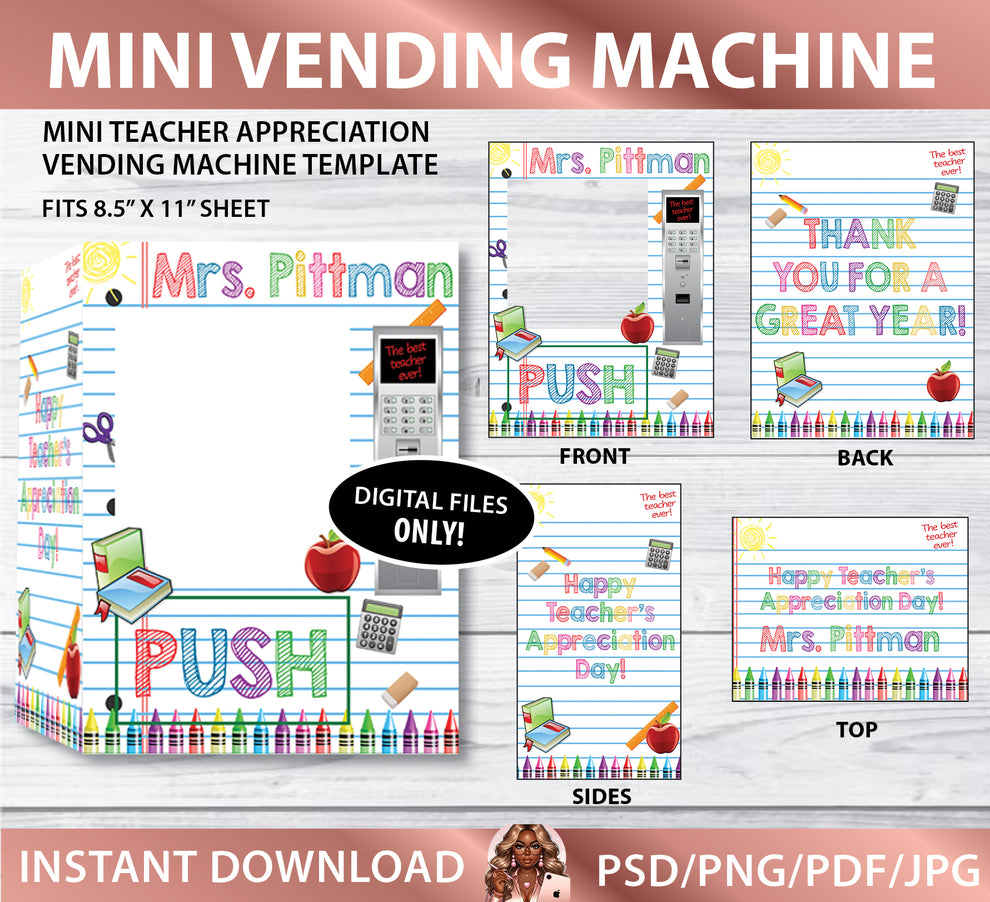 Mini Teacher Appreciation Vending Machine Template-Red and White (PSD ...