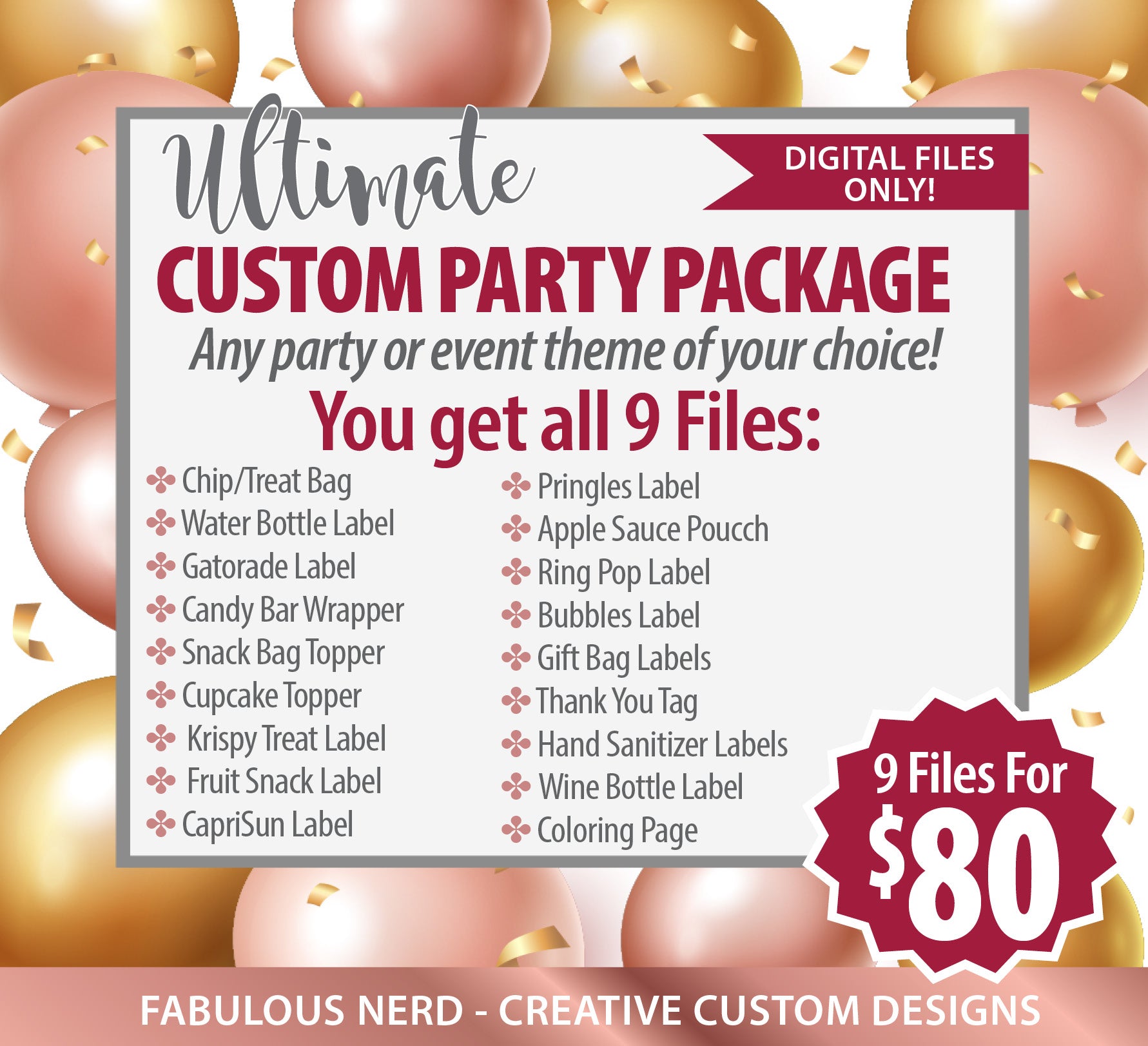 Ultimate Custom Personalized Party Favor Bundles - Digital Files Only ...