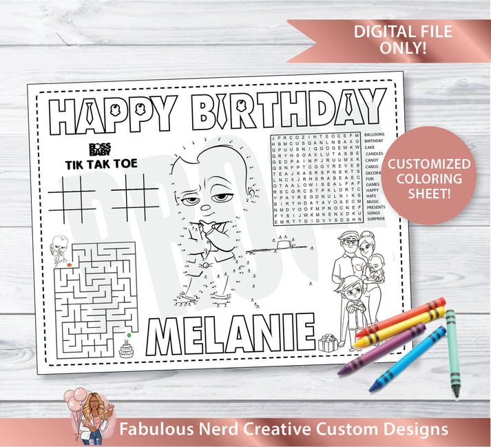 Boss Baby Coloring Activity Sheet – FABULOUS NERD - CREATIVE CUSTOM DESIGNS